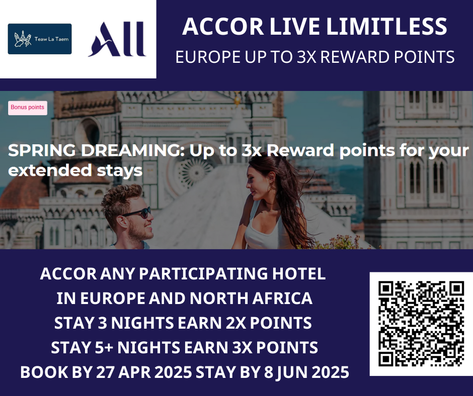 Accor Live Limitless : Up to X3 Reward points Europe for Stay By 8 Jun ...
